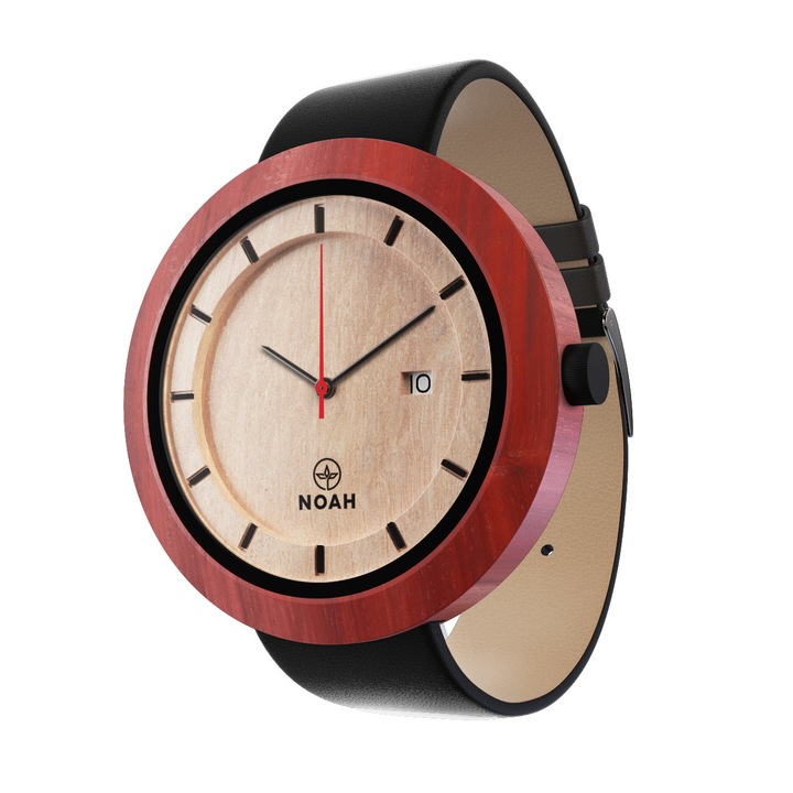 Ceas din lemn NOAH - 45mm Padauk Hornbeam - eMAG.ro