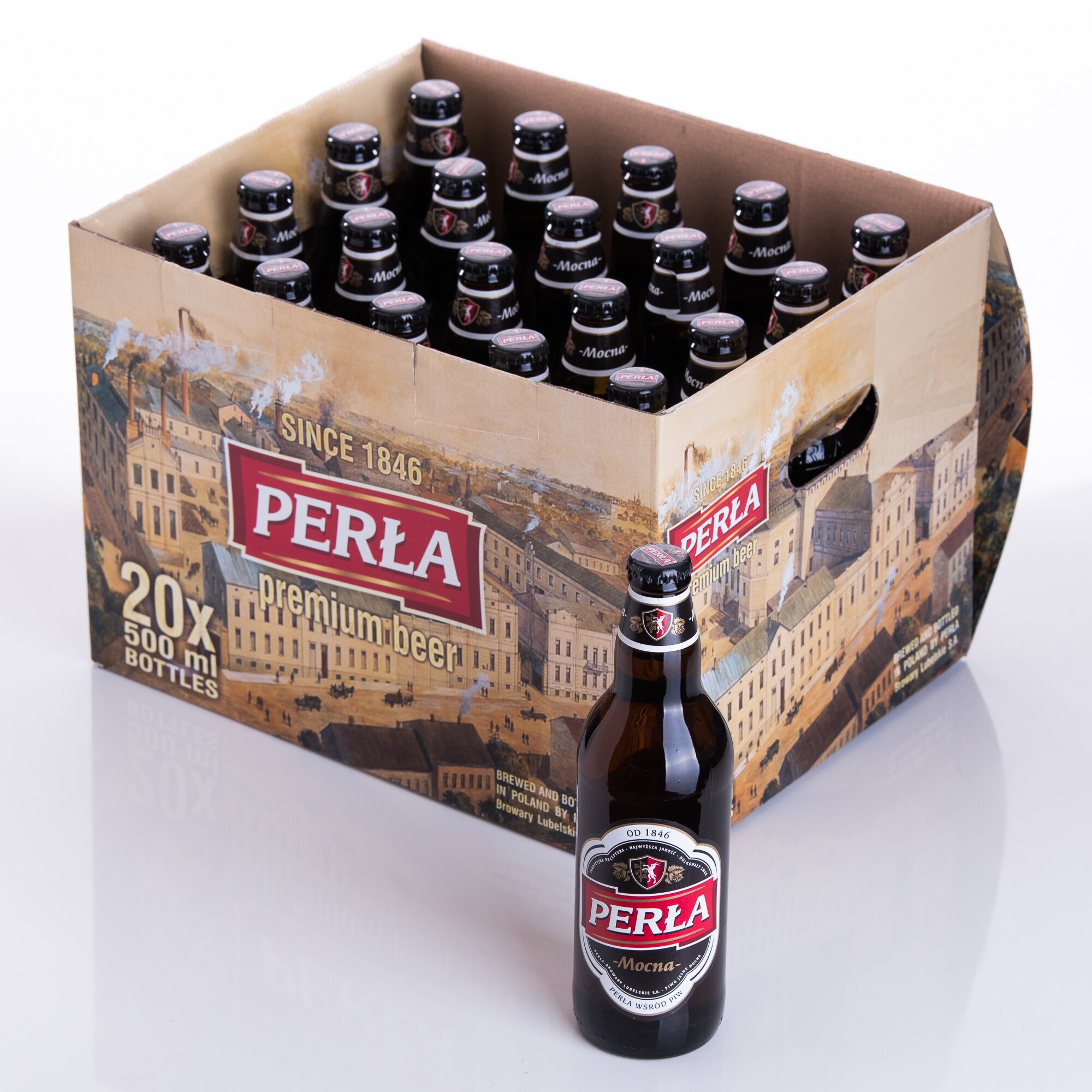 Комплект Бира Перла Мокна Премиум Силна 0.5Л 20 броя/ Perla Mocna ...