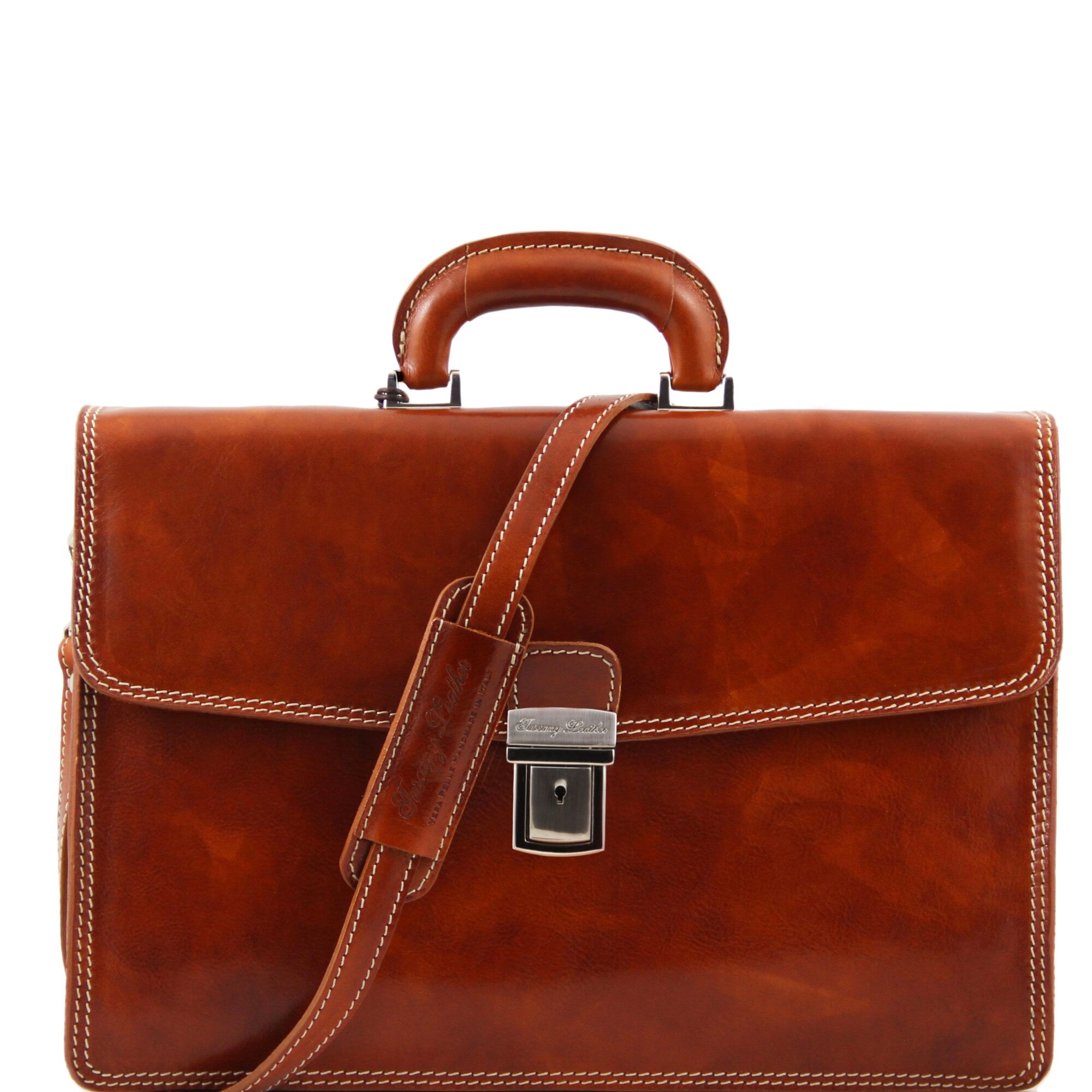 Servieta Tuscany Leather din piele honey cu un compartiment Amafli ...