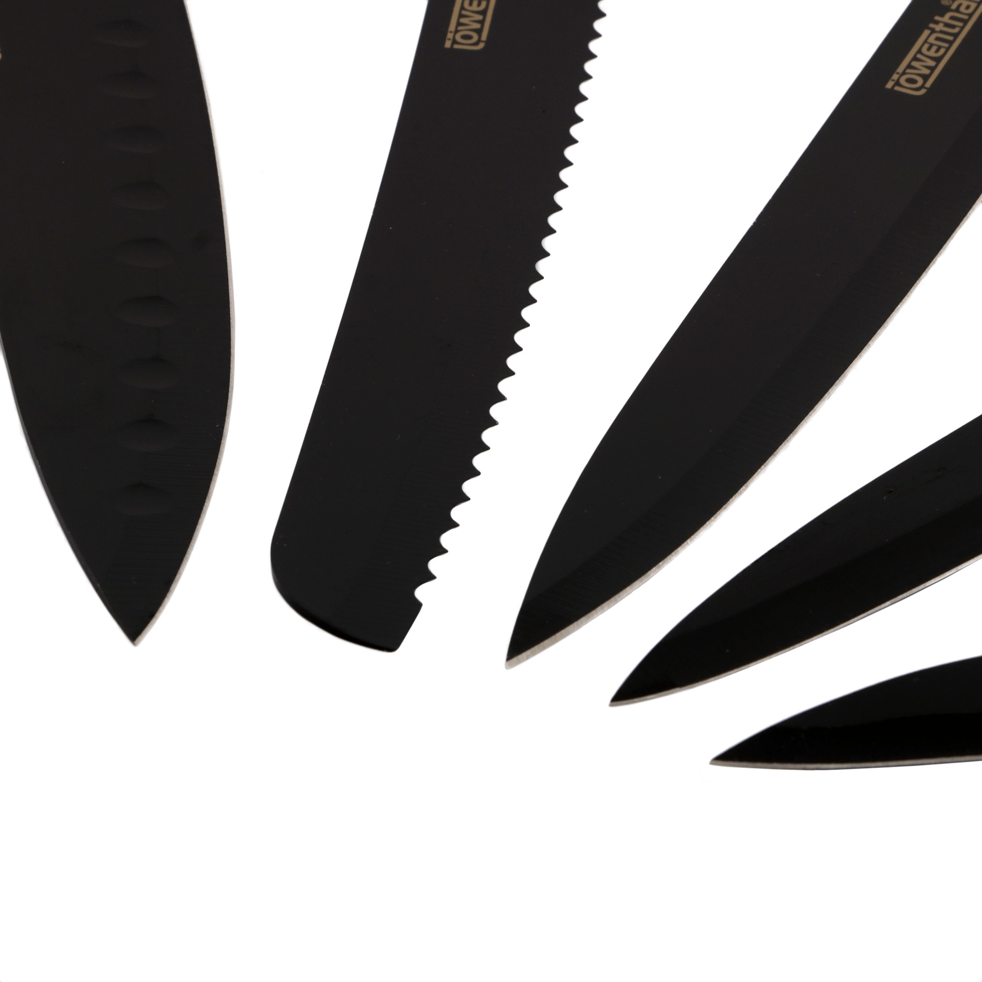 Set 5 cutite inox Lowenthal, manere lemn, Negru/Maro - eMAG.ro