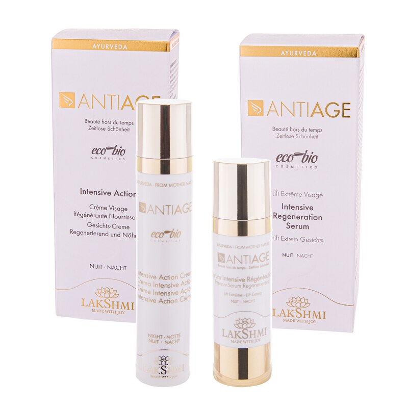 Pachet 2 produse antiage, Lakshmi, ser intensiv noapte si crema intensiv de noapte - eMAG.ro