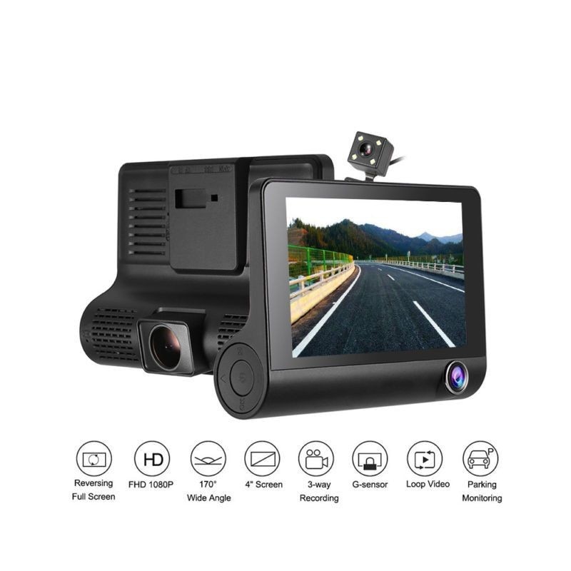 Camera Auto Full HD Tripla, fata/spate/interior, ecran 4'', G Senzor ...