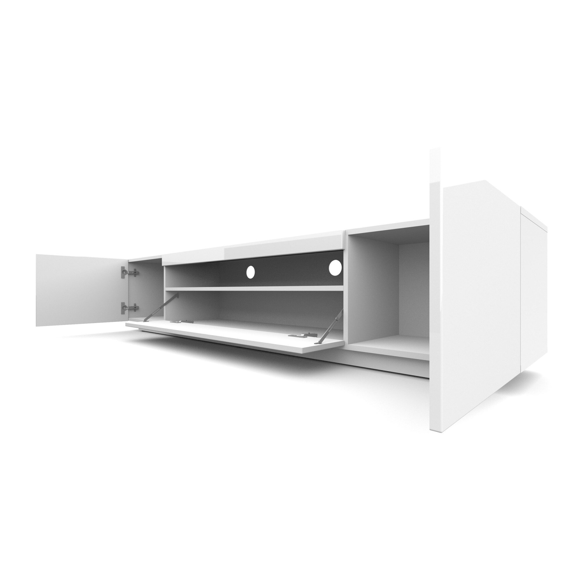 Comoda TV BIM Furniture, 200 x 41.6 x 37 cm, Alb, Finisaj lucios - eMAG.ro