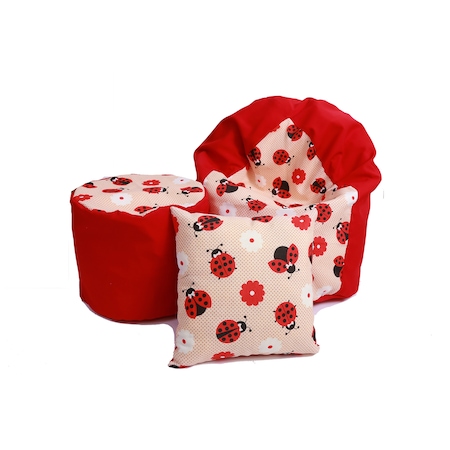 Gyerek Csepp piros Katica-virág+puff+párna - eMAG.hu