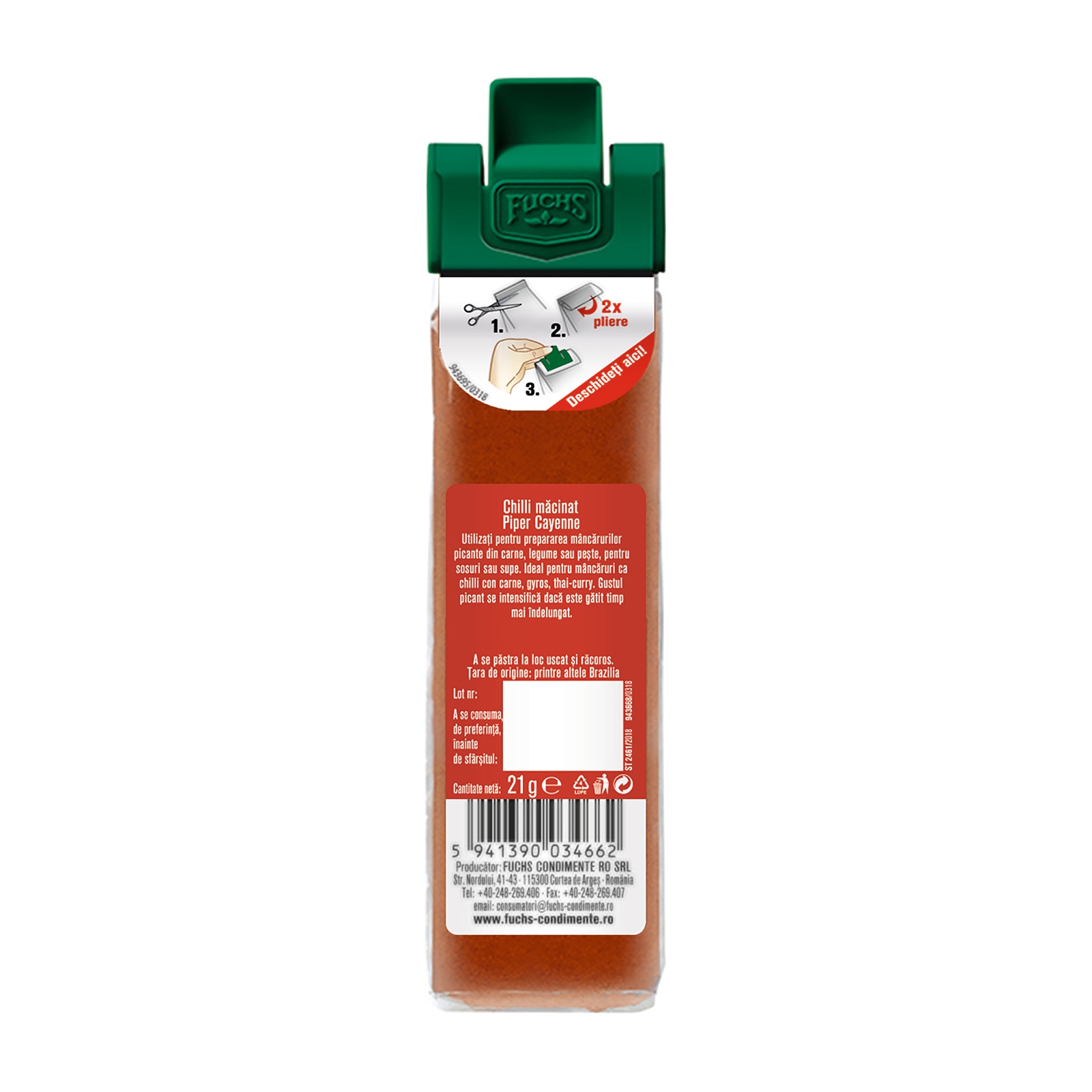 Chilli Piper Cayenne macinat, Fuchs, 21g - eMAG.ro