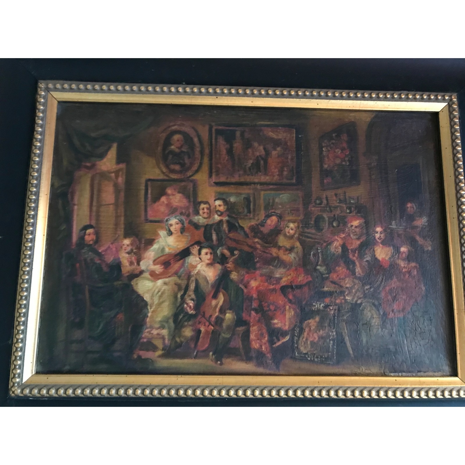 Pictura Flamanda II Compozitie cu decor baroc, peisaj cu interior baroc ...