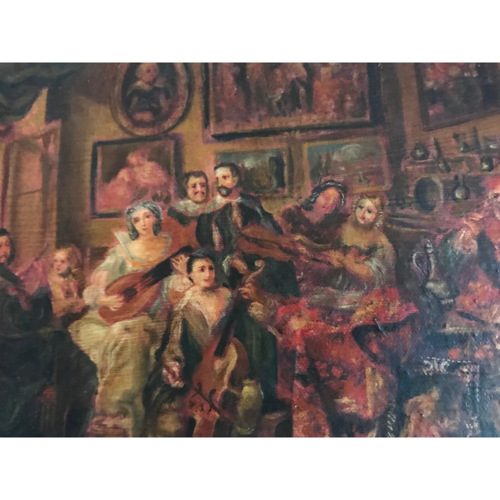 Pictura Flamanda II Compozitie cu decor baroc, peisaj cu interior baroc ...