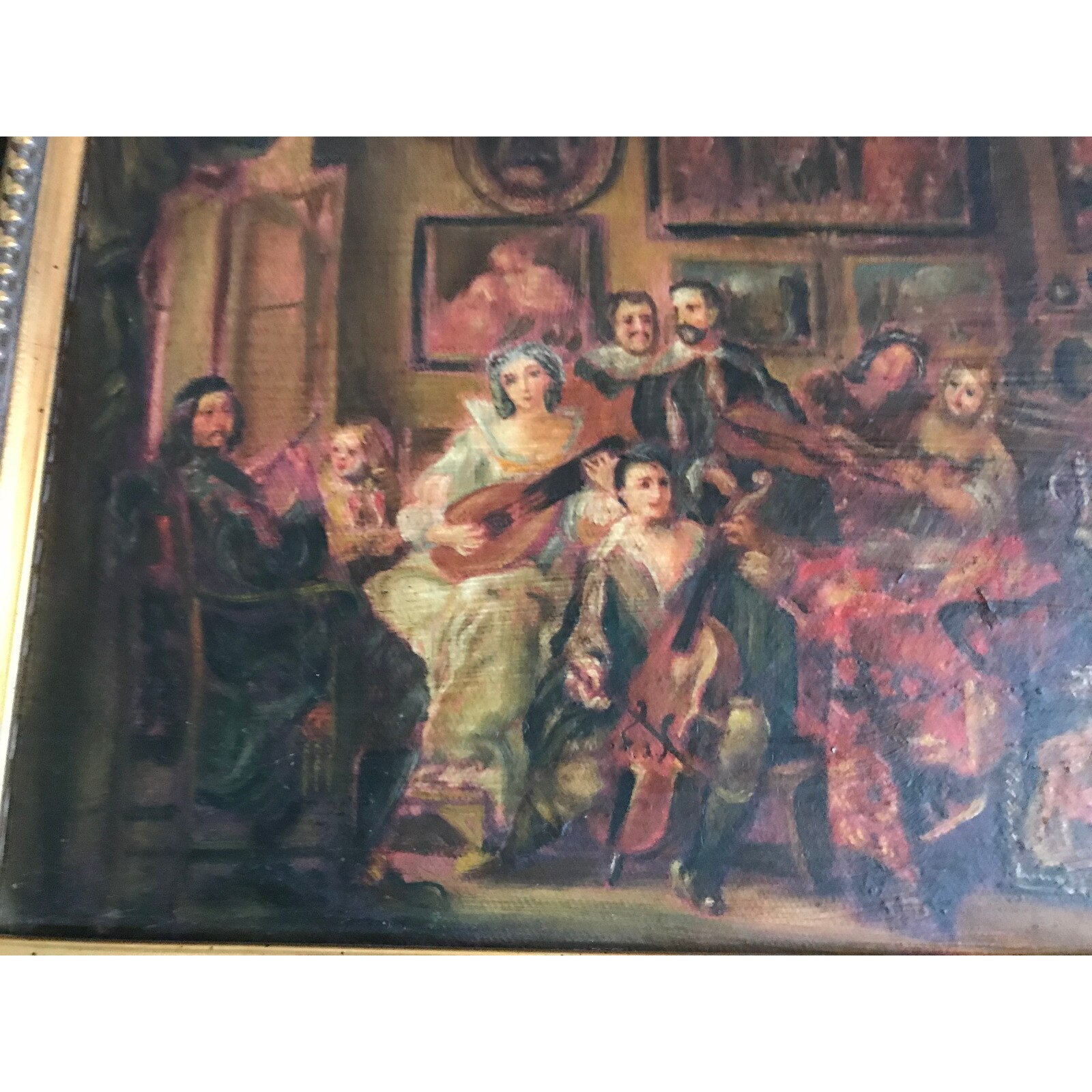 Pictura Flamanda II Compozitie cu decor baroc, peisaj cu interior baroc ...