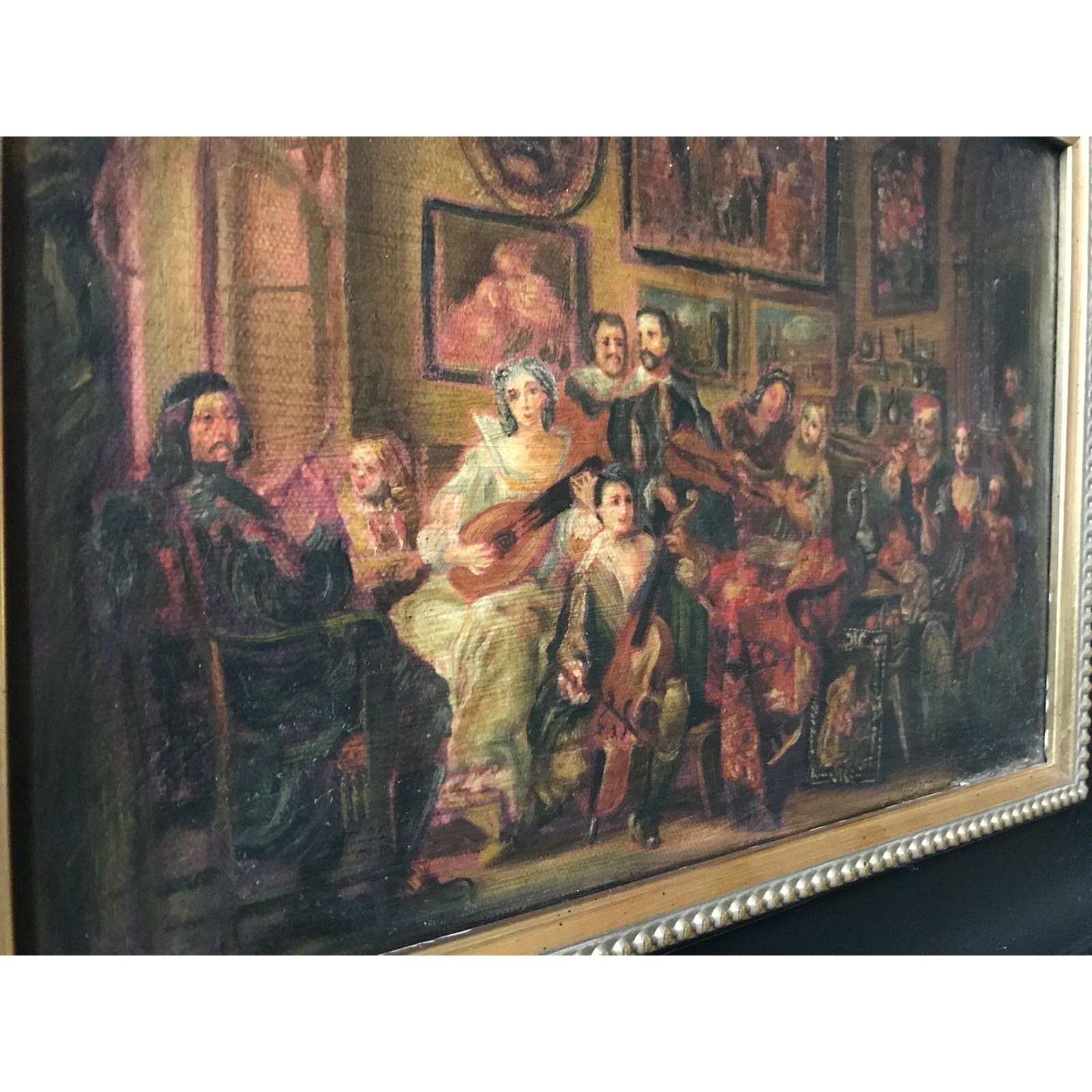 Pictura Flamanda II Compozitie cu decor baroc, peisaj cu interior baroc ...