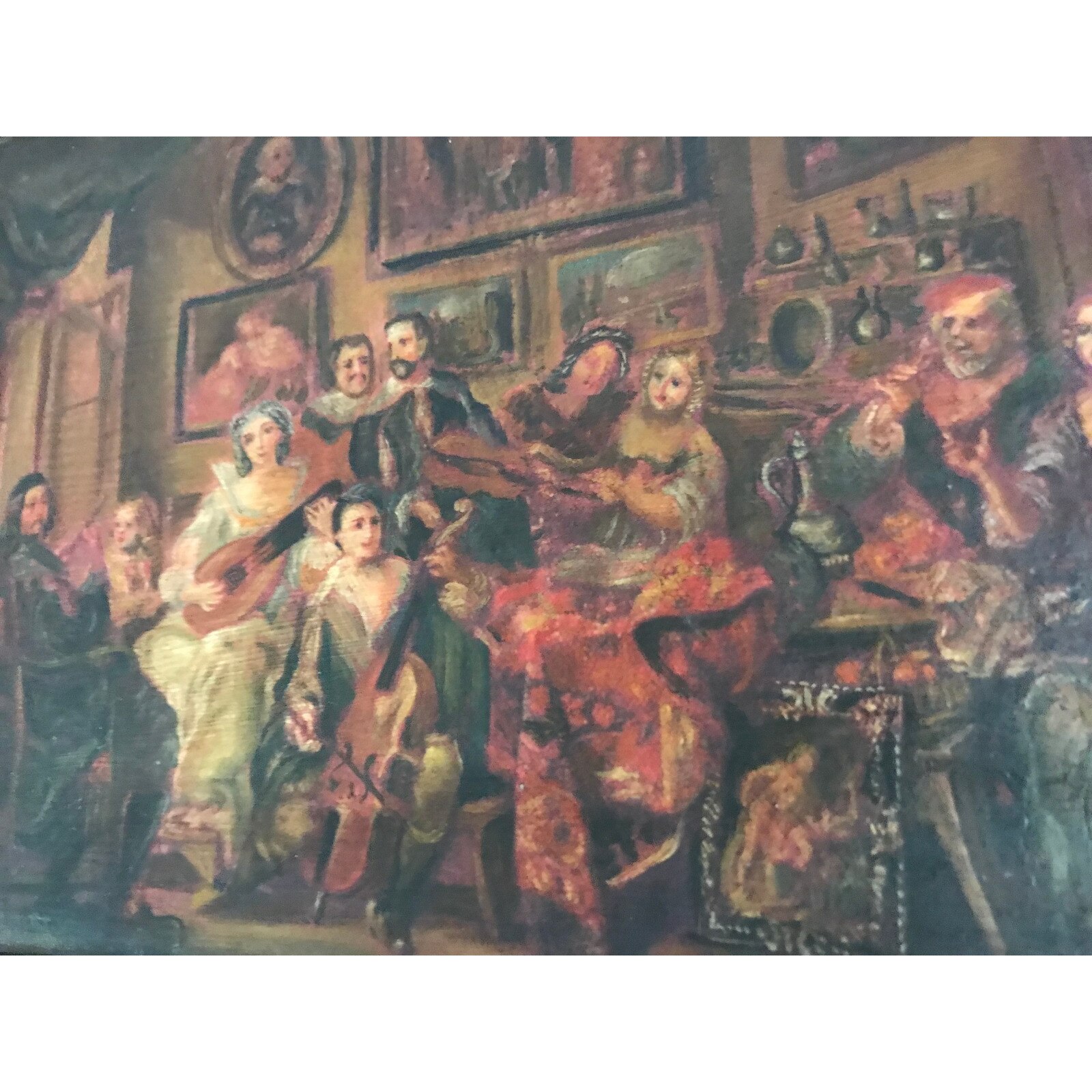 Pictura Flamanda II Compozitie cu decor baroc, peisaj cu interior baroc ...