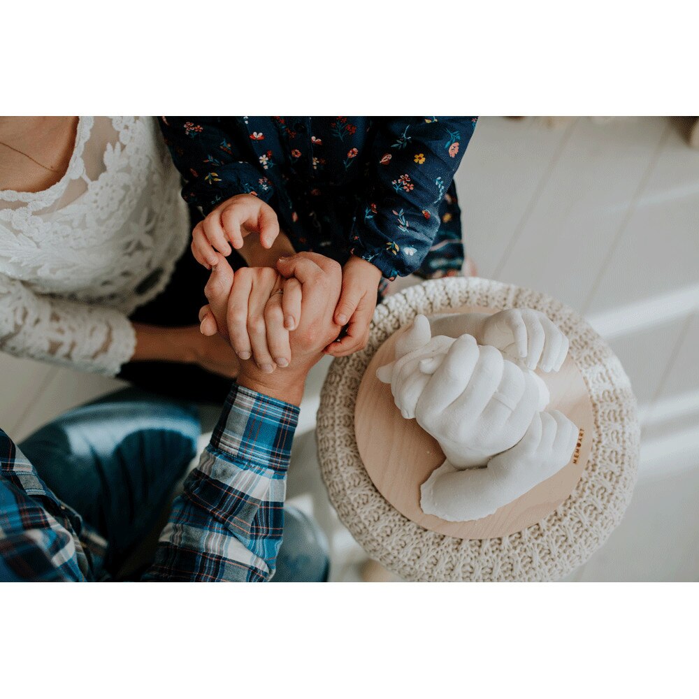 Kit mulaj maini 3D Familie + cadou suport din lemn de fag, pentru 2 ...