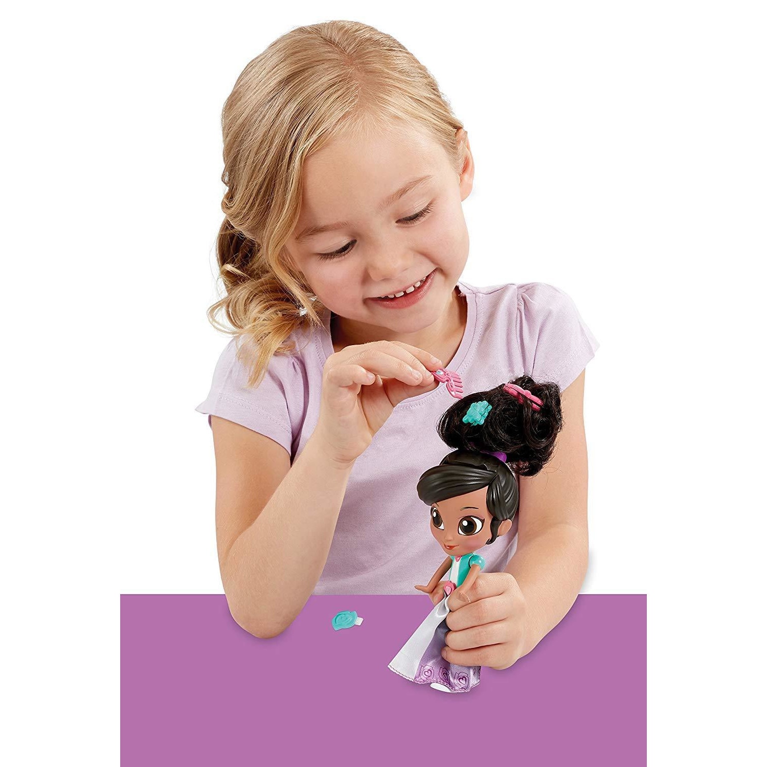 Mini papusa Nickelodeon Nella printesa cavaler cu accesorii pentru par ...