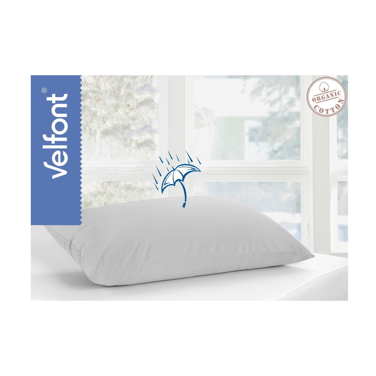 Непромокаема калъфка-протектор Velfont Respira, светлосива, 50 х 70 см ...