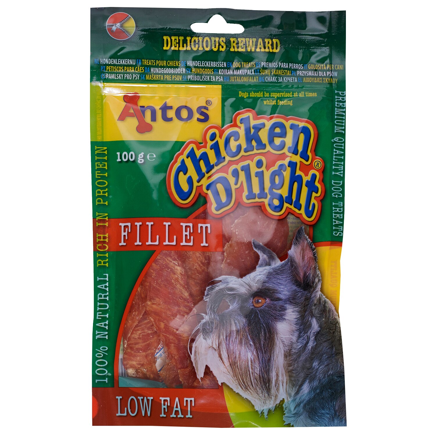 Награда за кучета Antos Chicken D'Light Fillet, 3 брояX 100 гр - eMAG.bg