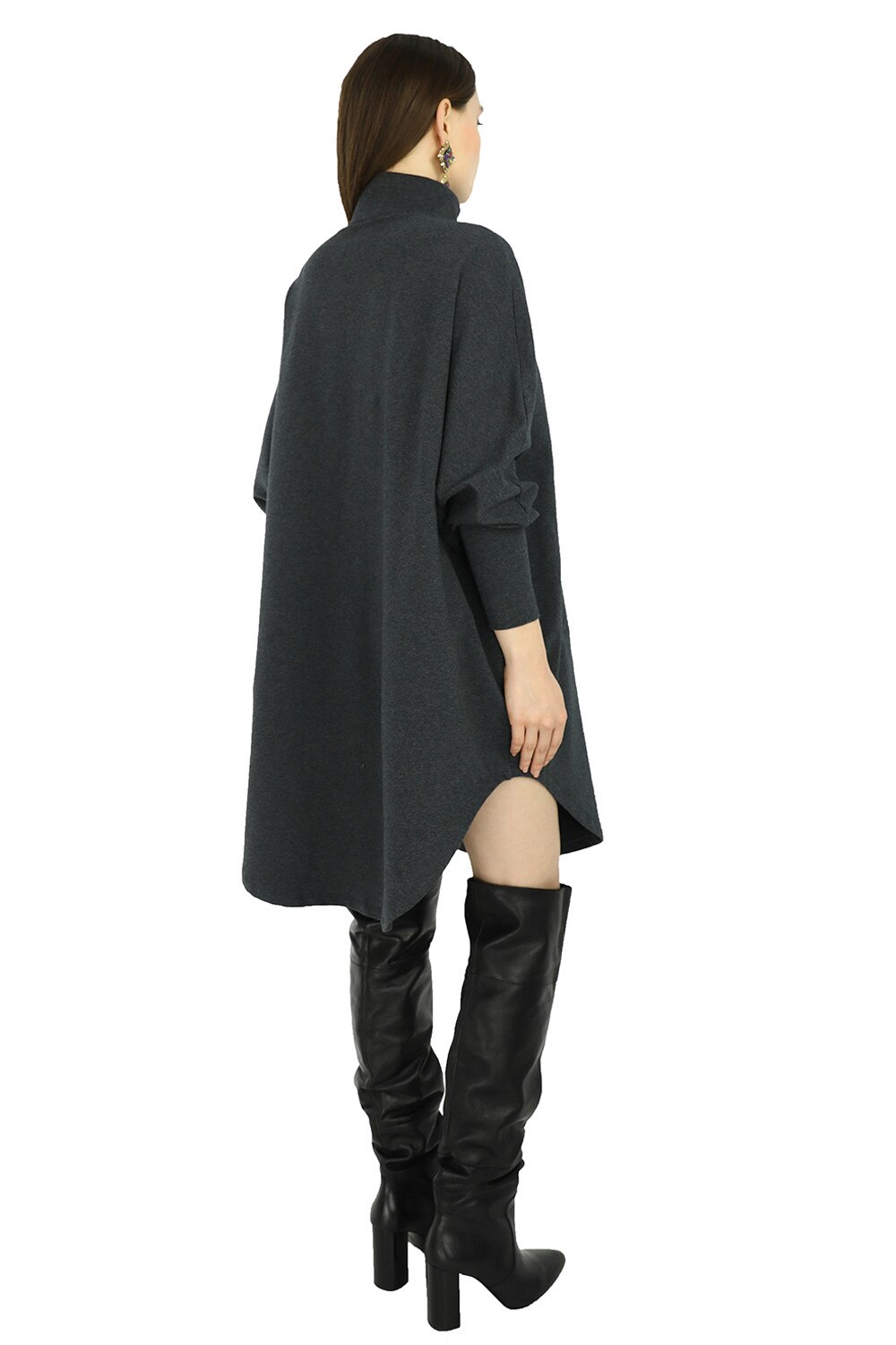 Rochie capa, OUIMEHNON, cu fermoar in fata, gri, S EU - eMAG.ro