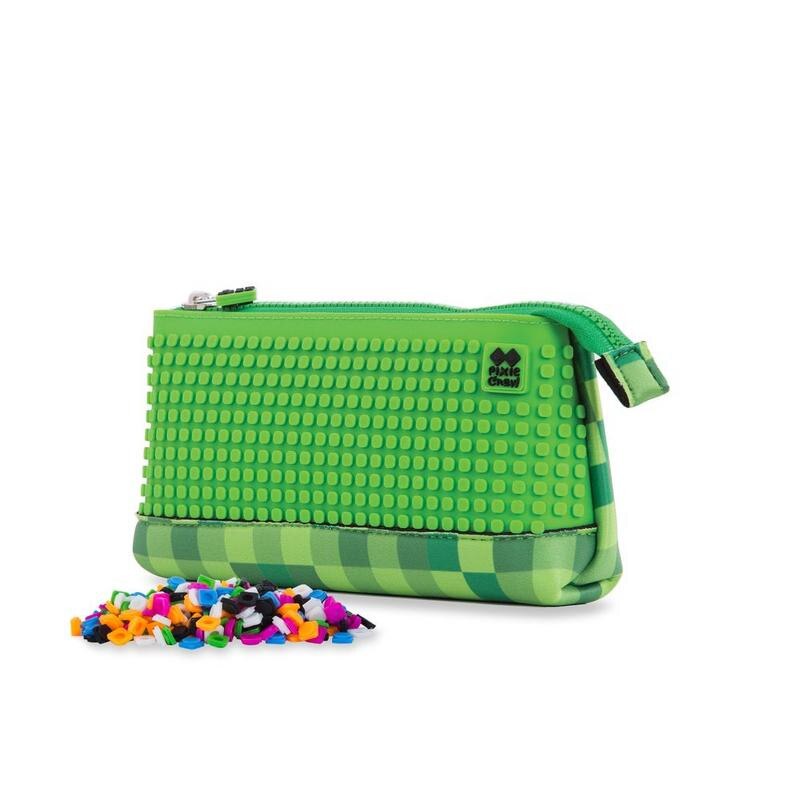 Несесер за моливи Pixie Crew PXA02, зелено каре Майнкрафт - eMAG.bg