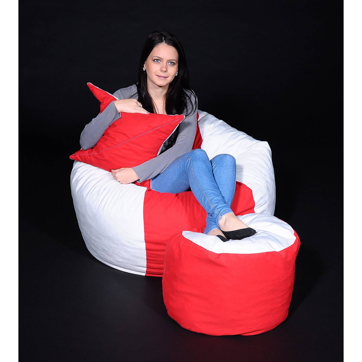 Set Fotoliu Puf pentru copii (5-16 ani) Matusalem + Otoman + Perna ...