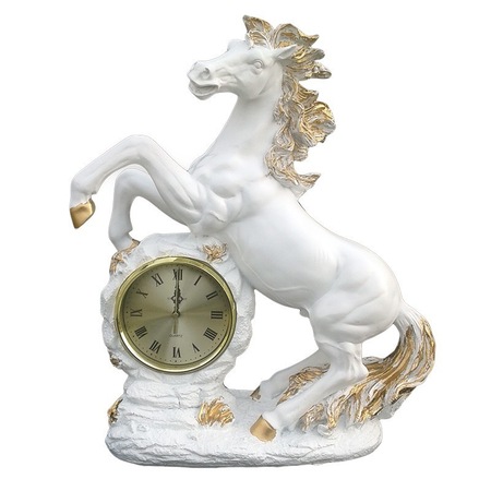 Statueta reprezentand un cal din rasina cu ceas, 534D - eMAG.ro