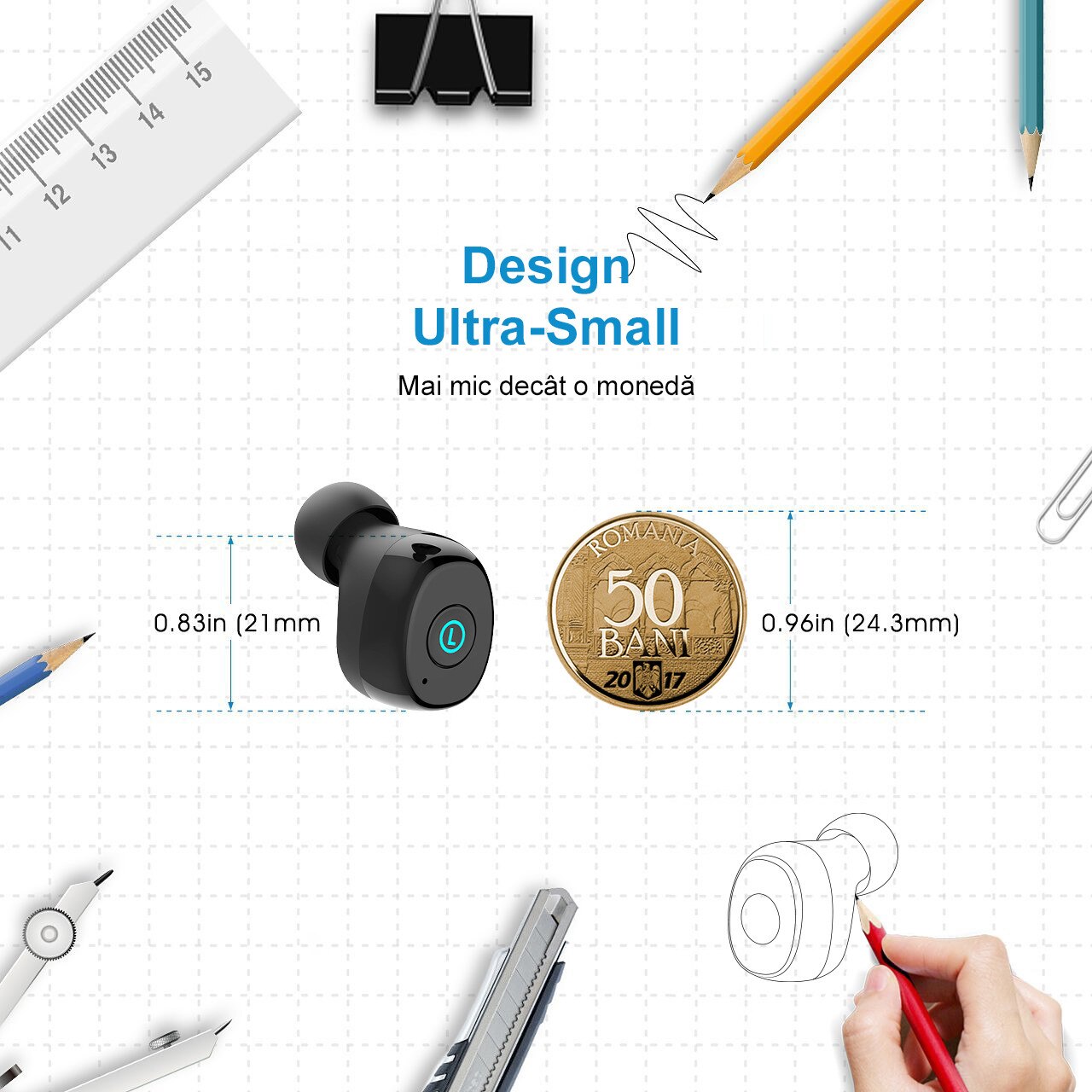 Casti Mini Bluetooth Profesionale Smart, DC-Awei, TWS Twins True ...