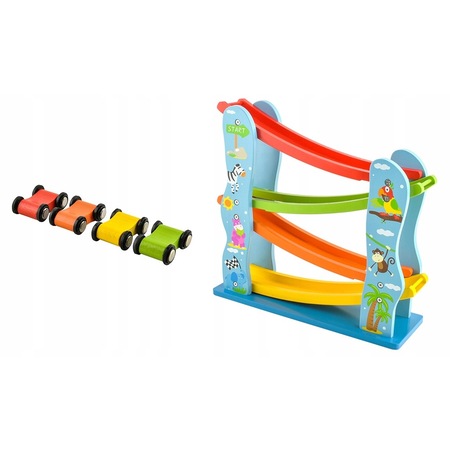 Set Pista de Curse din Lemn cu 4 Masinute Colorate pentru Copii - eMAG.ro
