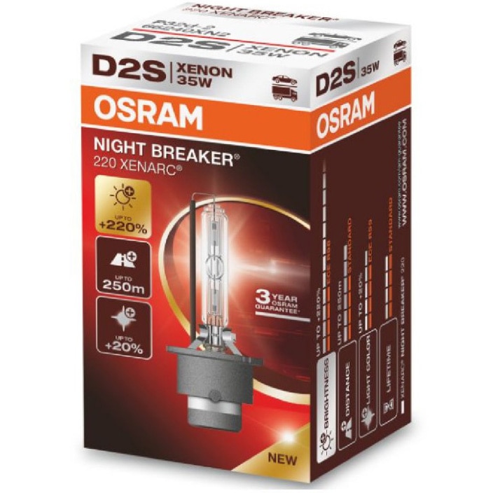 Bec auto far xenon Osram D2S Night Breaker Laser +200%, 35W, P32d-2 ...