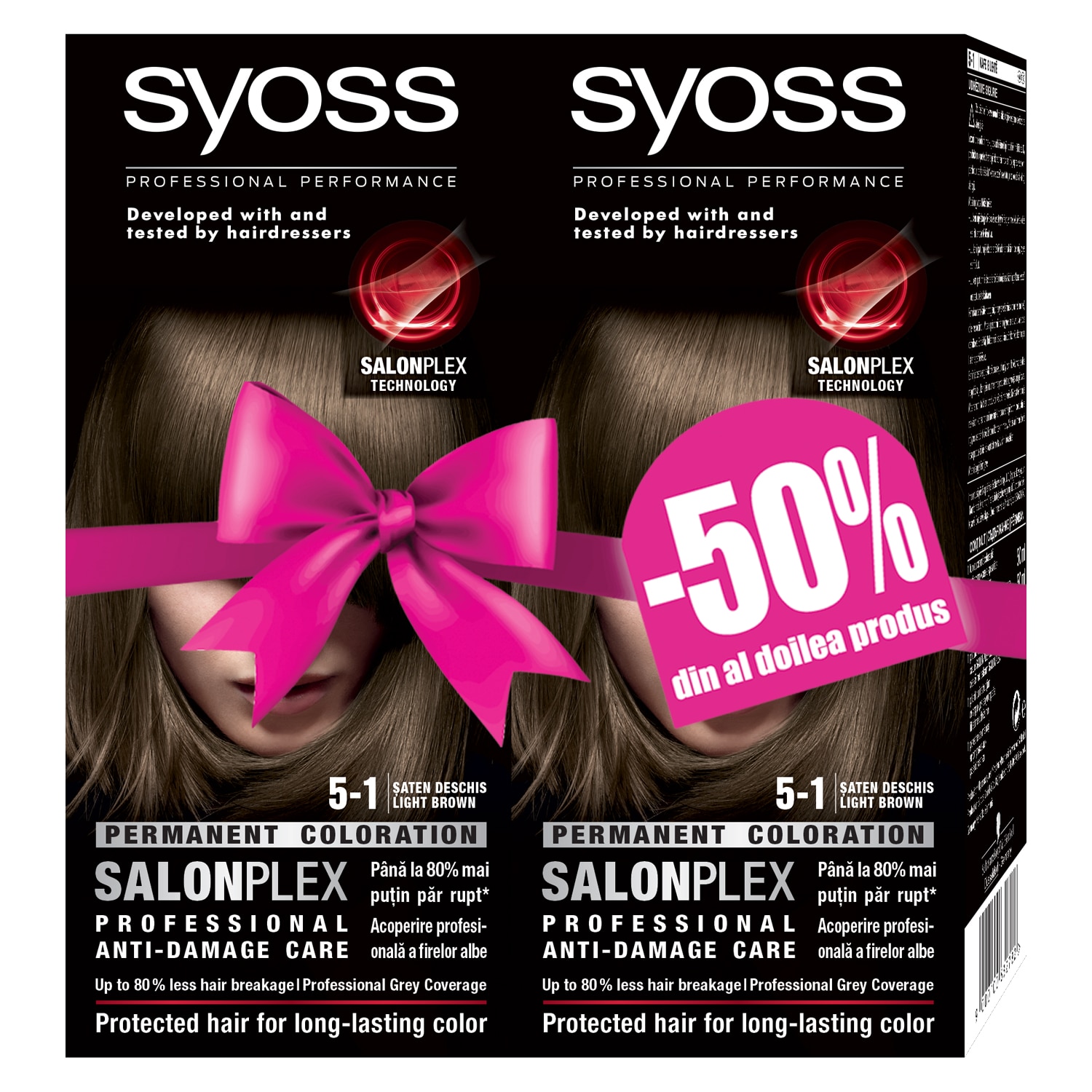 Комплект: Боя за коса Syoss Salonplex 5-1 Светло кестеняв, 2 x 115 мл ...