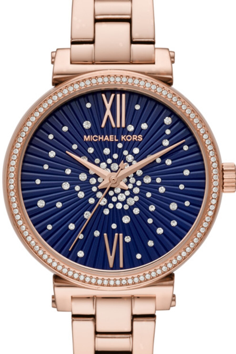 Michael Kors, Часовник от неръждаема стомана с кристали, Rose Gold ...