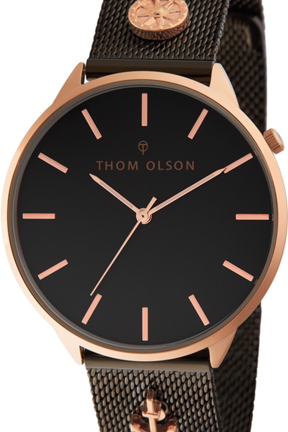 THOM OLSON, Часовник с мрежеста верижка, Черен - eMAG.bg