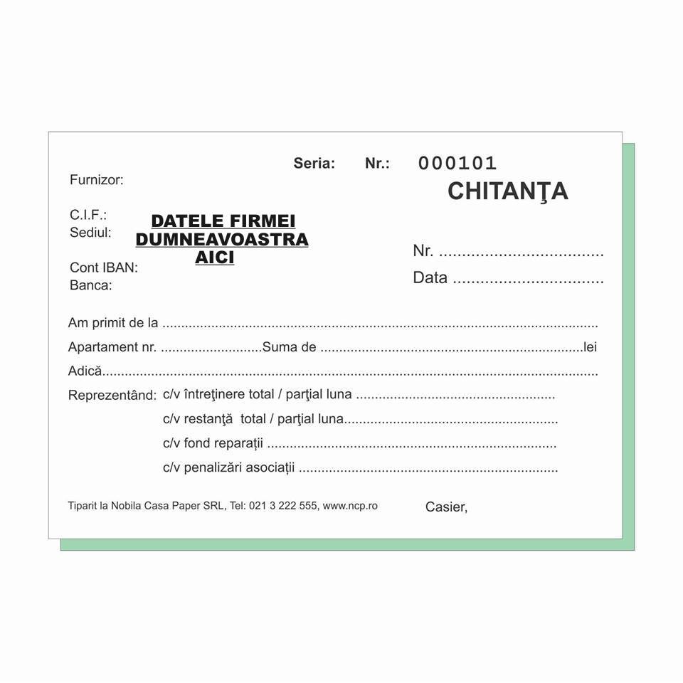 Chitantier A6,personalizat, autocopiativ, 2 exemplare,asociatii ...