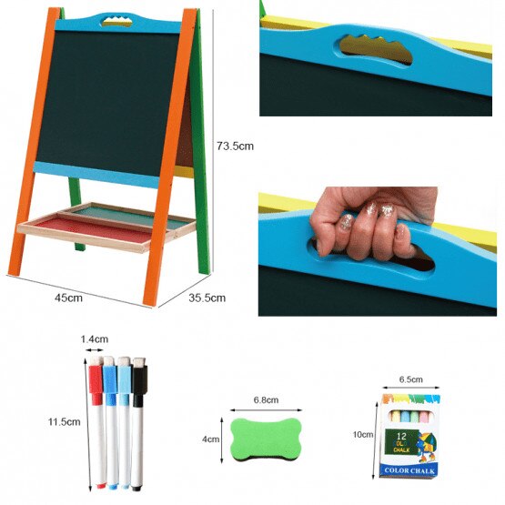 Tabla magnetica de scris si desenat multifunctionala cu 2 fete, marker ...