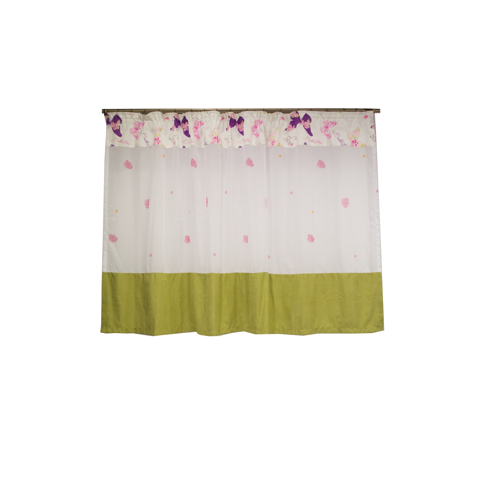 Perdea Velaria, cu flori lila si o parte verde. 245x145 cm - eMAG.ro