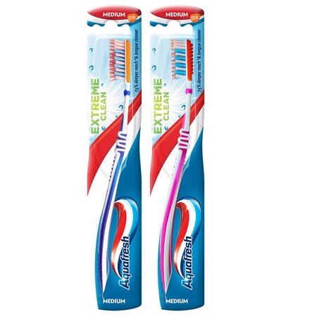 Комплект Aquafresh Extreme Clean: Четка за зъби Medium X 2 - eMAG.bg