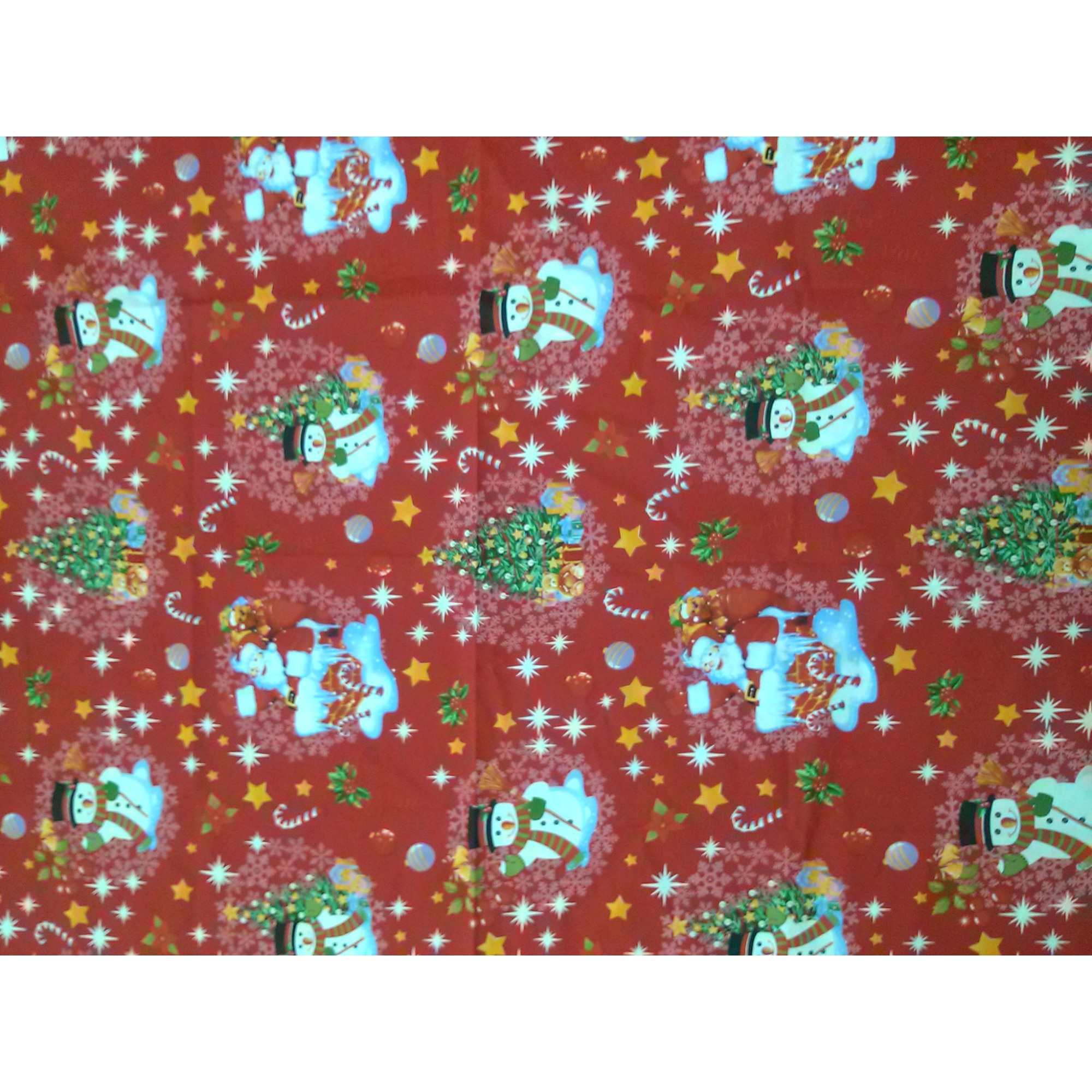 Fata de masa 150 x 180 cm, din Bumbac, motive Craciun, Om de zapada ...