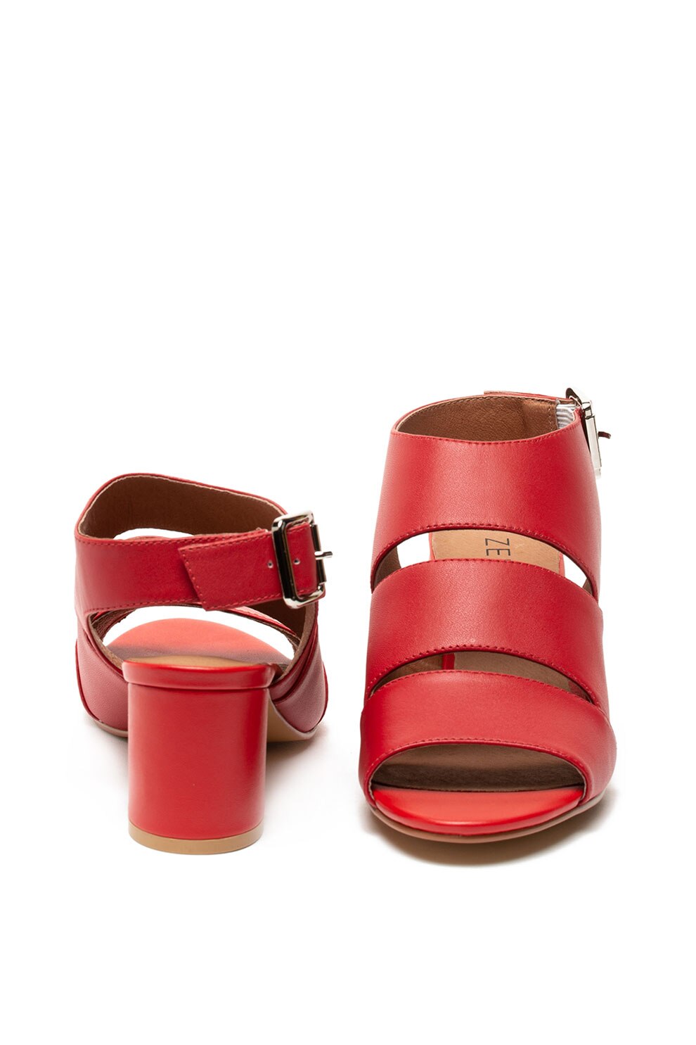 Zee Lane, Кожени сандали с масивен ток, Червен, 37 - eMAG.bg