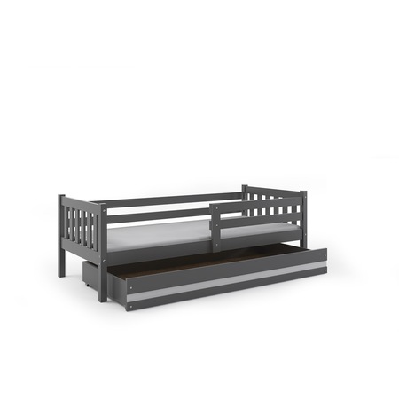 Pat copil Karin gri 190x80 cm, saltea inclusa - eMAG.ro