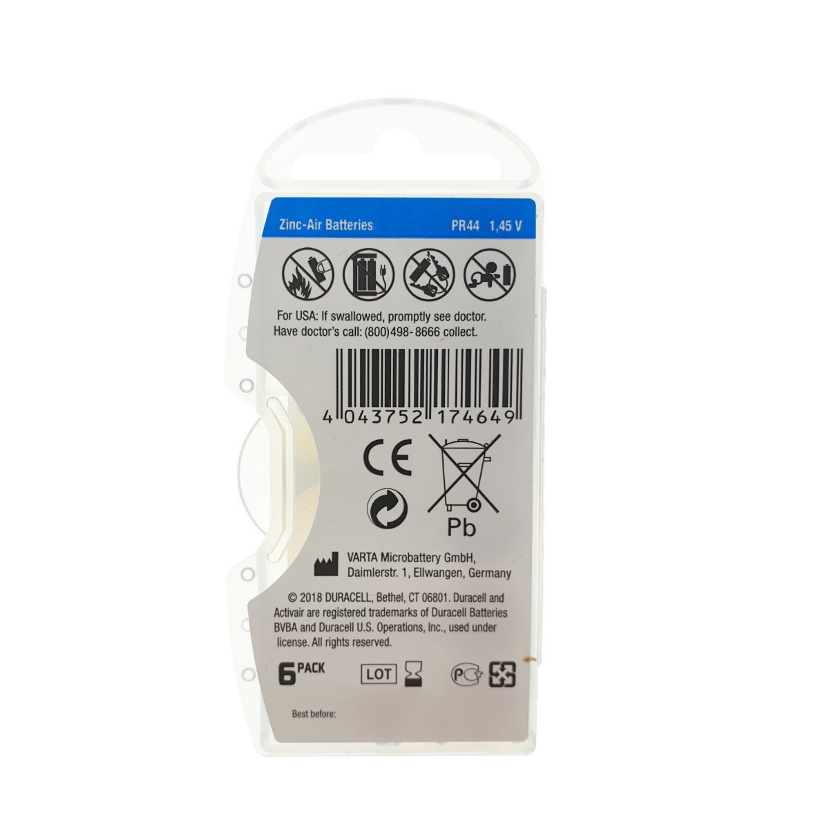 Baterii auditive Duracell ActivAir 675MF Hg 0% 650mAh 1.45V Set 1x ...