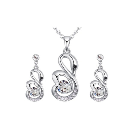 Set argint lebada cu cristale Lebada Swam - eMAG.ro