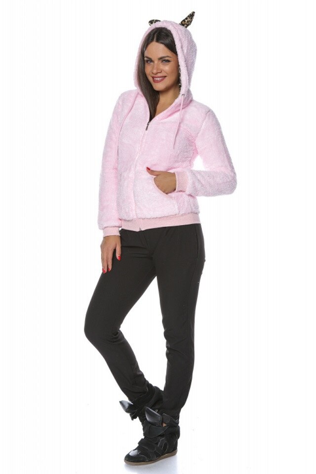 Hanorac de dama Leopard, Roz, L - eMAG.ro
