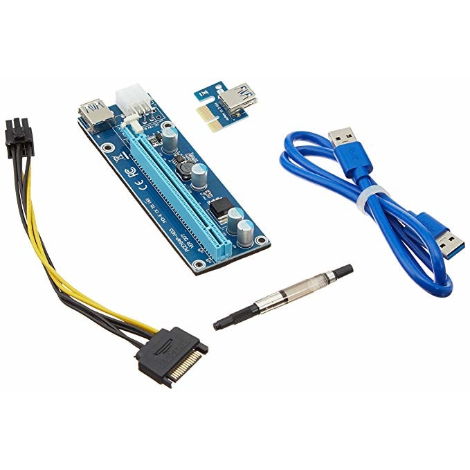 Set 10 buc x Riser Ver. 006c, PCI-E 1X/16X, Power 6 pini, USB 60 cm - eMAG.ro