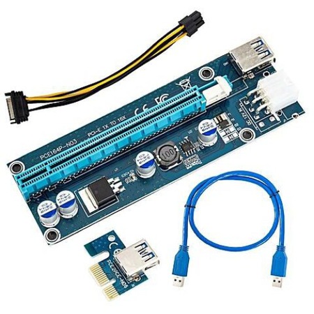 Set 10 buc x Riser Ver. 006c, PCI-E 1X/16X, Power 6 pini, USB 60 cm - eMAG.ro
