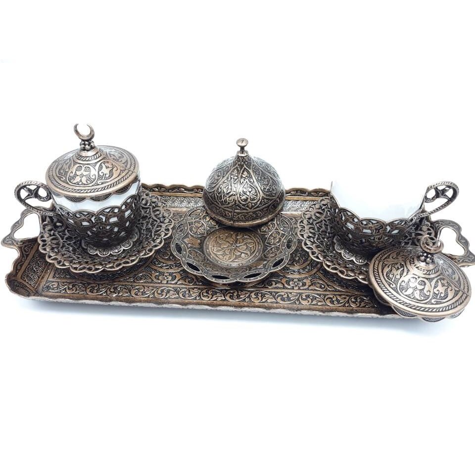 Set cafea/ceai turcesc, Corola Dm, culoare cupru antichizata - eMAG.ro