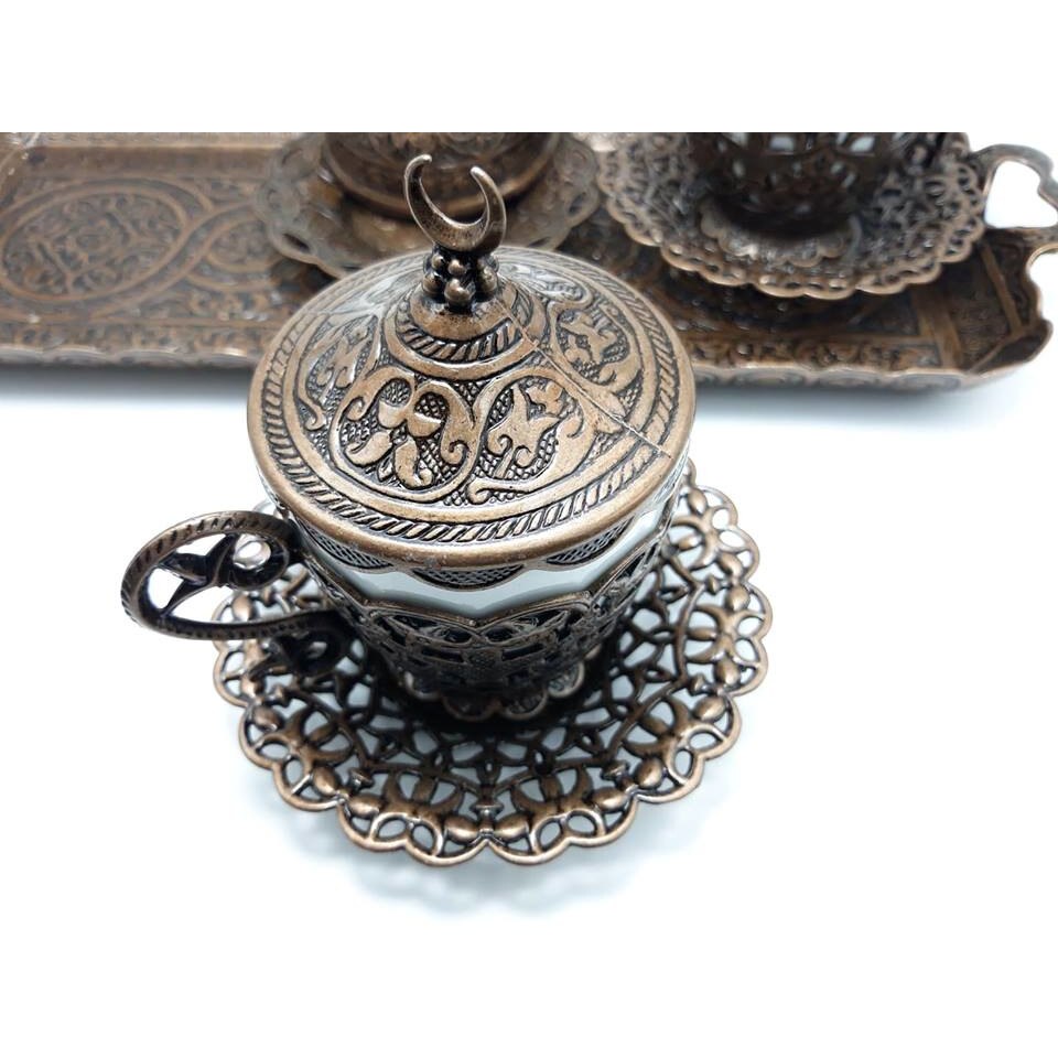 Set cafea/ceai turcesc, Corola Dm, culoare cupru antichizata - eMAG.ro