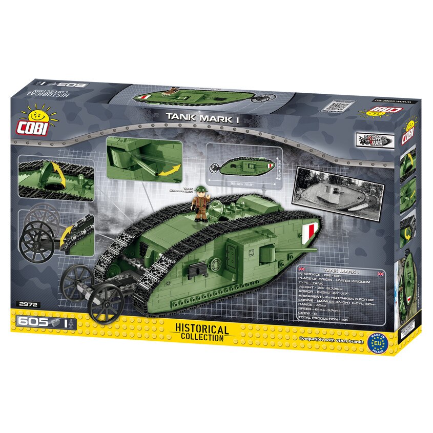 Set de construit Cobi, Historical Colection, Tanc Mark I (605PCS) - eMAG.ro