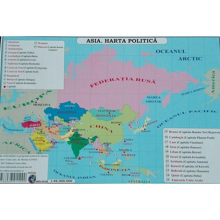 Asia - Harta Fizica + Harta Politica A3 - eMAG.ro