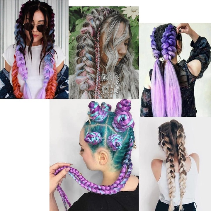 Extensie colorata de par pentru impletituri rosu aprins 100 g (par ...