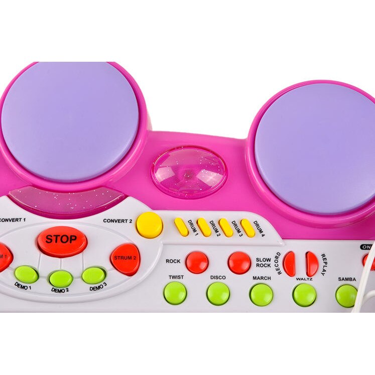 Pian interactiv cu microfon tobe si scaun Roz - eMAG.ro