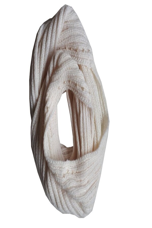 Fular circular tricotat manual, dama, Alb, BZC0102, Bizcorp - eMAG.ro