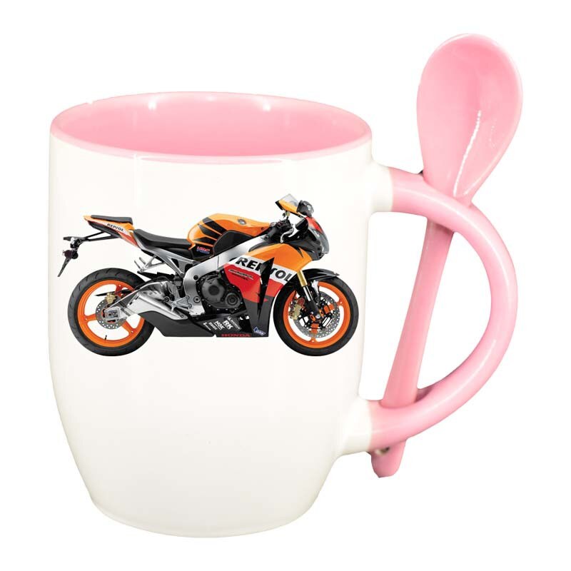 Cana Motor cu lingurita, interior roz, 330ml, D51 - eMAG.ro