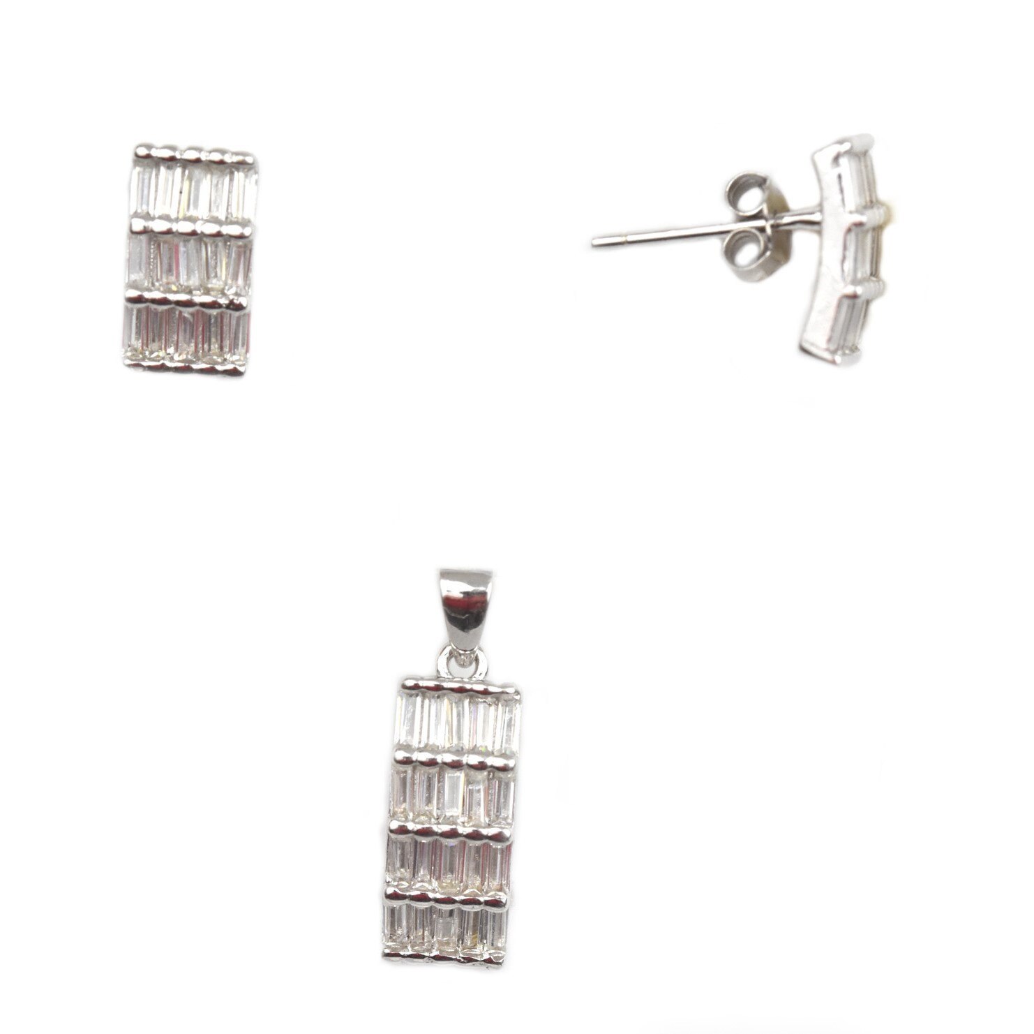 Set argint rodiat dreptunghiular - DA77 - eMAG.ro