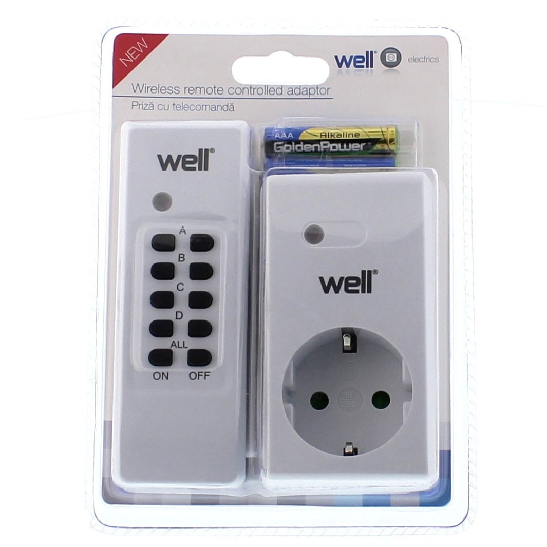 Priza cu telecomanda, model Well ELAD-SH/RC-WL, culoare alba - eMAG.ro